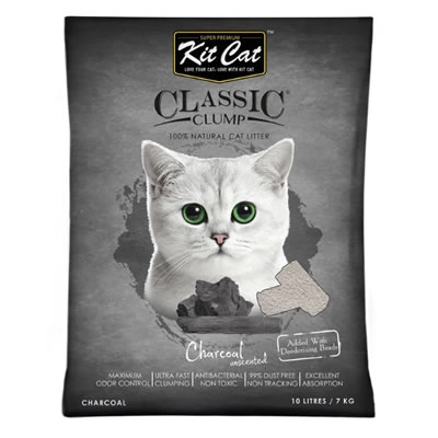 ทรายแมว Kit Cat - ทรายแมวเบนโทไนต์ - Charcoal (สีดำ) [ปริมาณ 10 ลิตร]